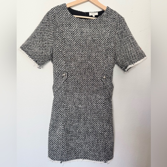 bohme | Dresses | Bohme Chic Black And White Short Sleeve Tweed Dress ...
